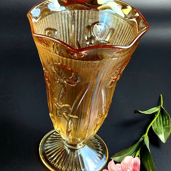 Accents | Vintage Jeannette Iridescent Iris Herringbone Pattern ...